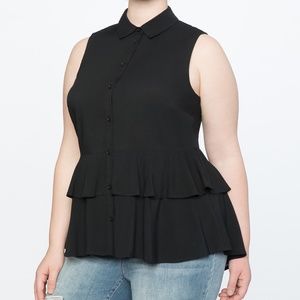 Eloquii | Tops | Eloquii High Low Ruffle Peplum Button Down | Poshmark